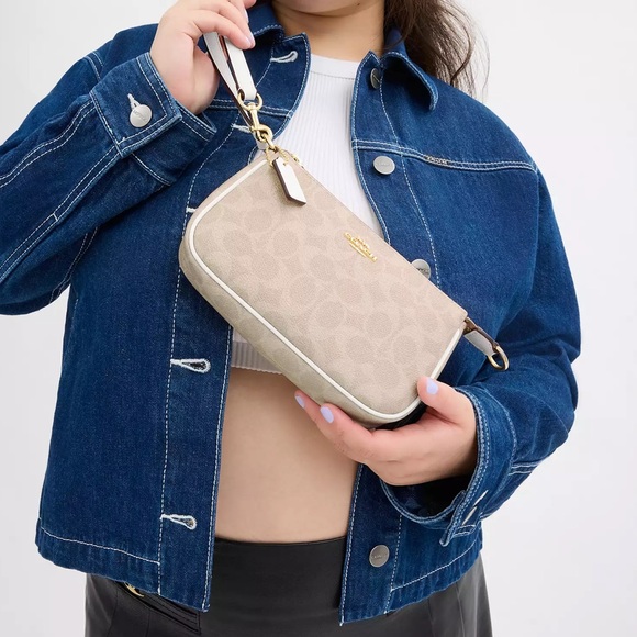 Coach | Bags | Nwt Coach Nolita 9 In Signature Canvas Gold Sand Chalk ...